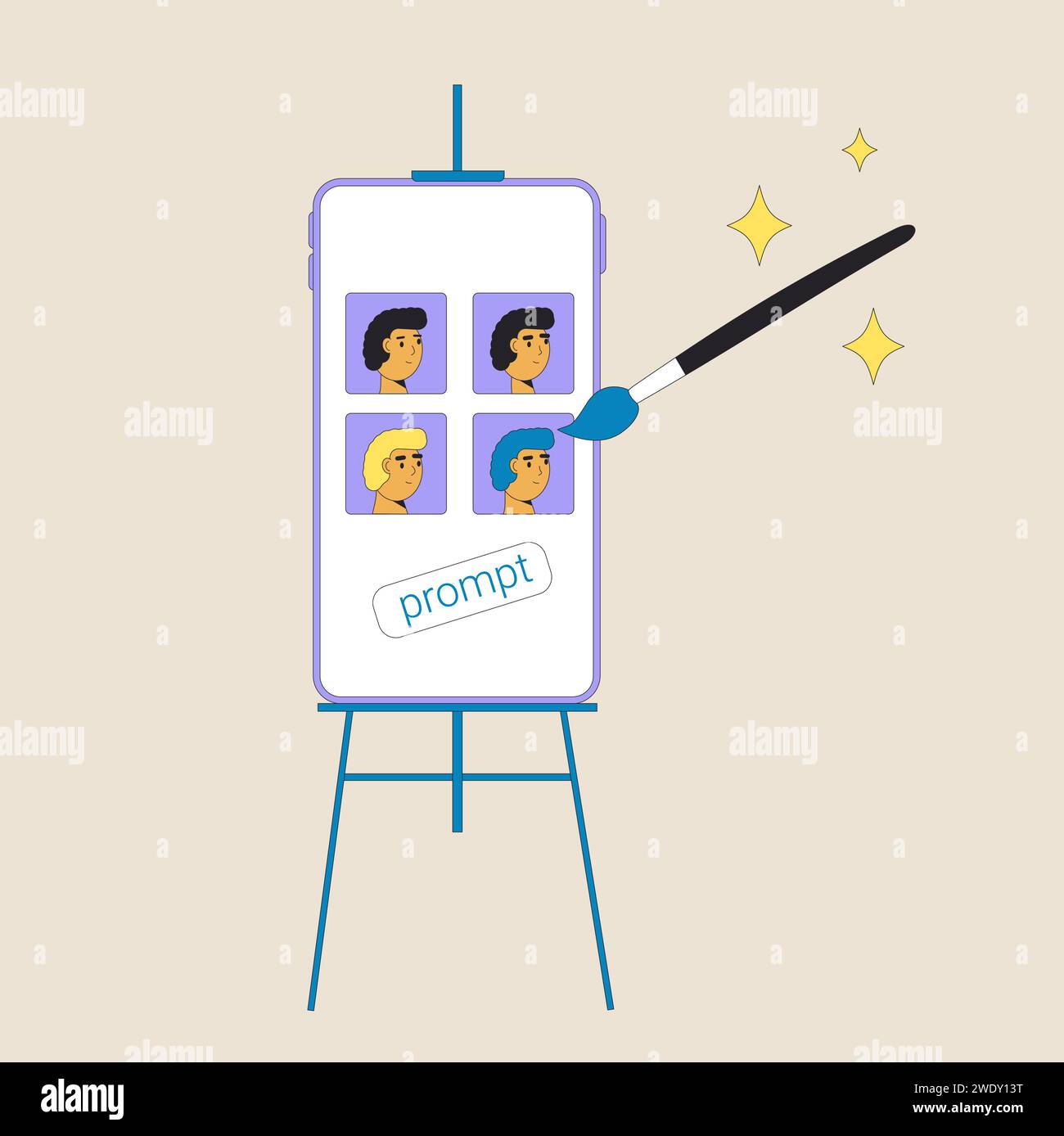 Text to image prompt engineering. Neuron network in visual art. Artificial general intelligence ...