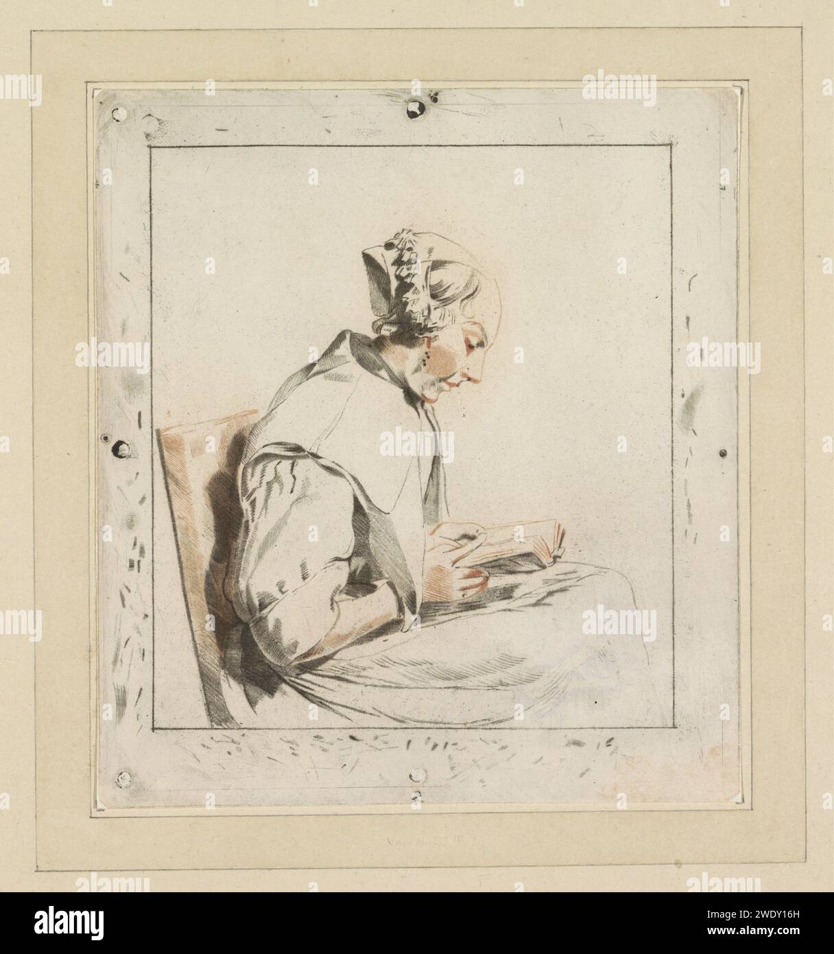 Reading woman, Cornelis Ploos van Amstel, after Jan de Bray, 1795 ...