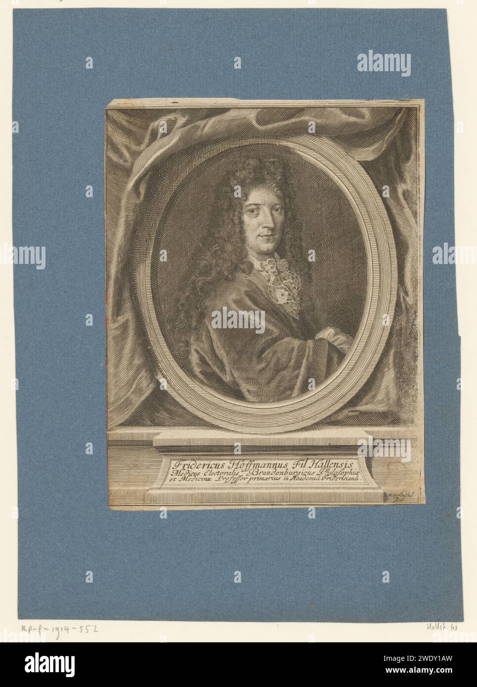 Portrait van Friedrich Hoffmann, Elias Nessenthaler, 1674 - 1714 print ...