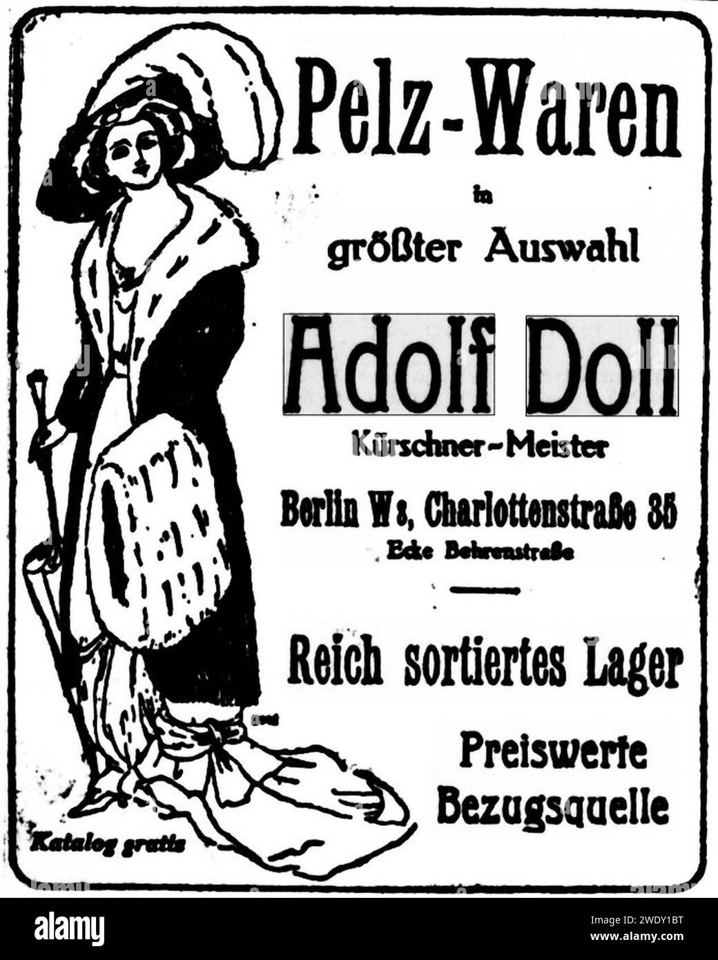 Adolf Doll, Pelz-Waren, Berlin (Anzeige 26.10.1910 Stock Photo - Alamy