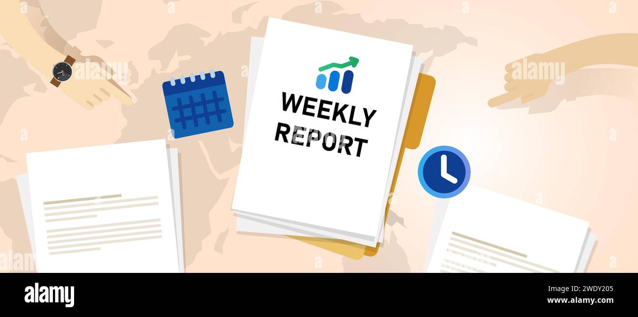 Weekly report document performance schedule paperwork Stock Vector ...