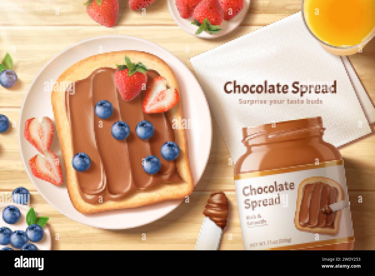 Toast with chocolate spread Stock Vector Images - Alamy