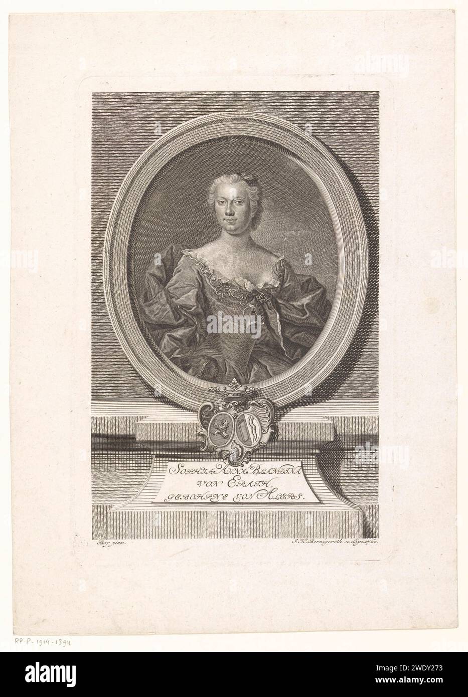 Portrait of Anna Sophia Blandina von Erath, Johann Martin Bernigeroth ...