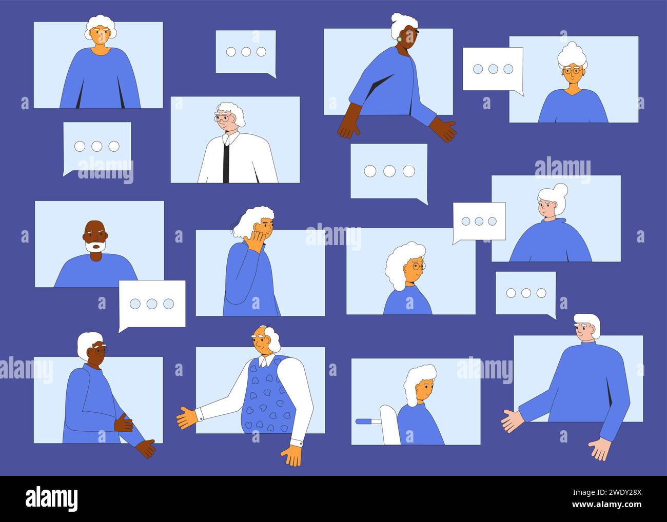 Retirement online community concept. Senior aged people communication ...