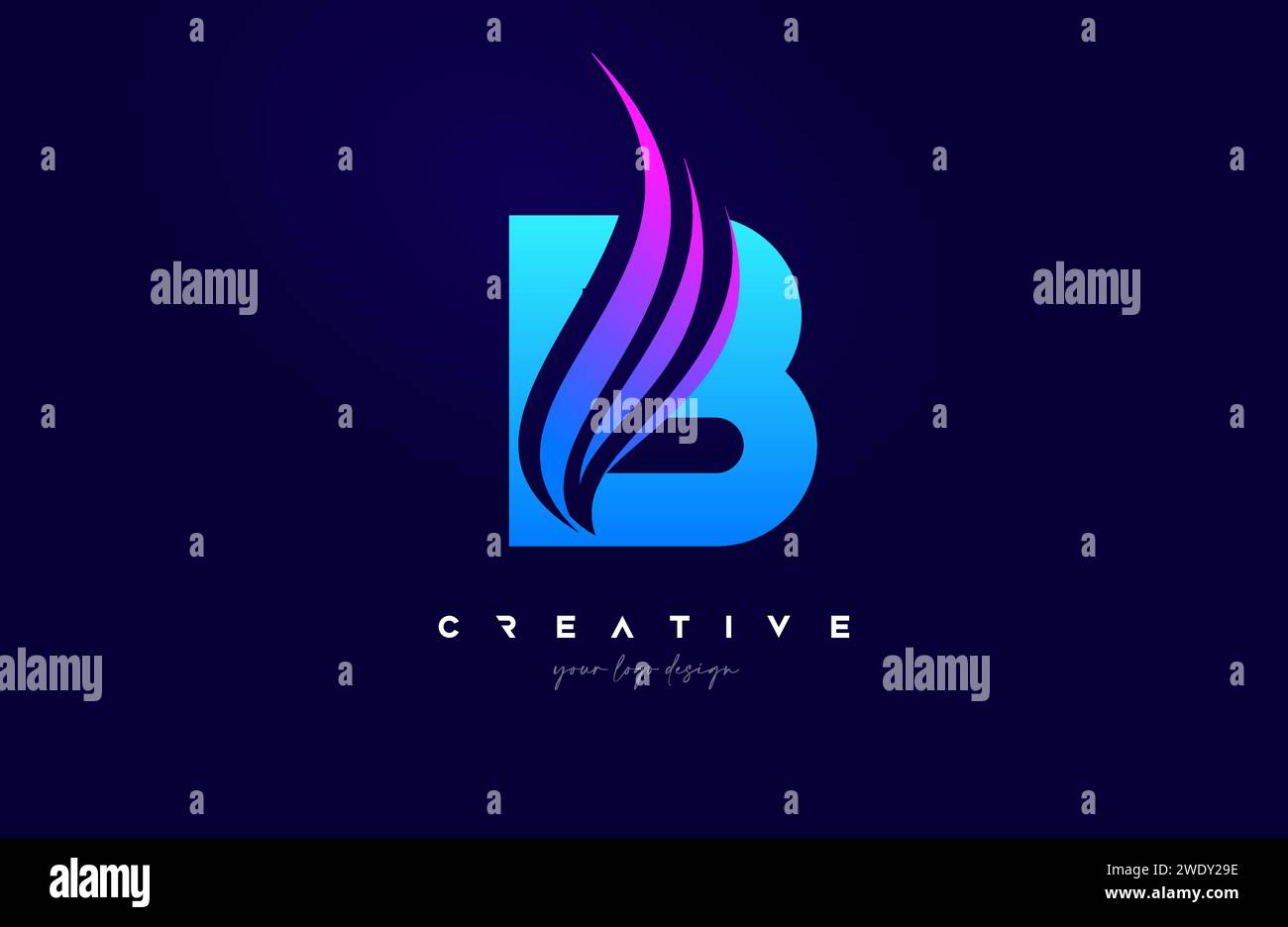 Letter B Swoosh Alphabet Logo Design with creative Swoosh shapes in ...
