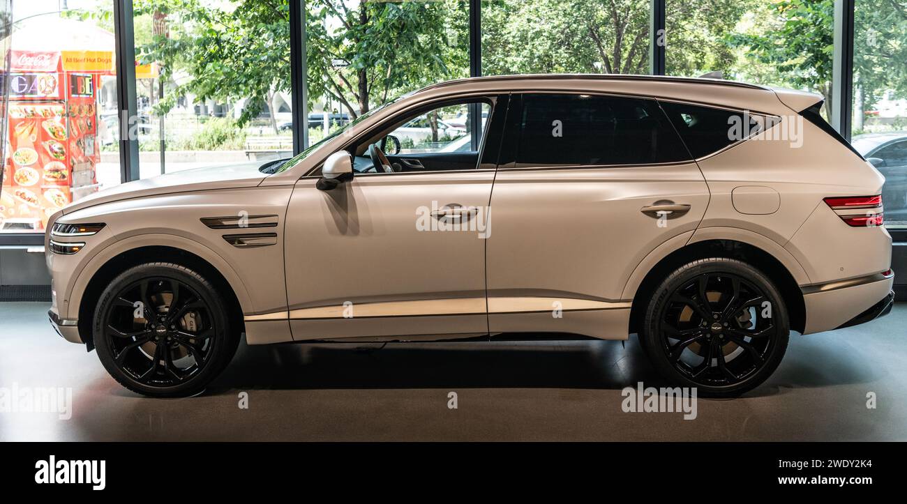New York City, USA - August 05, 2023: Genesis GV80 crossover in car ...