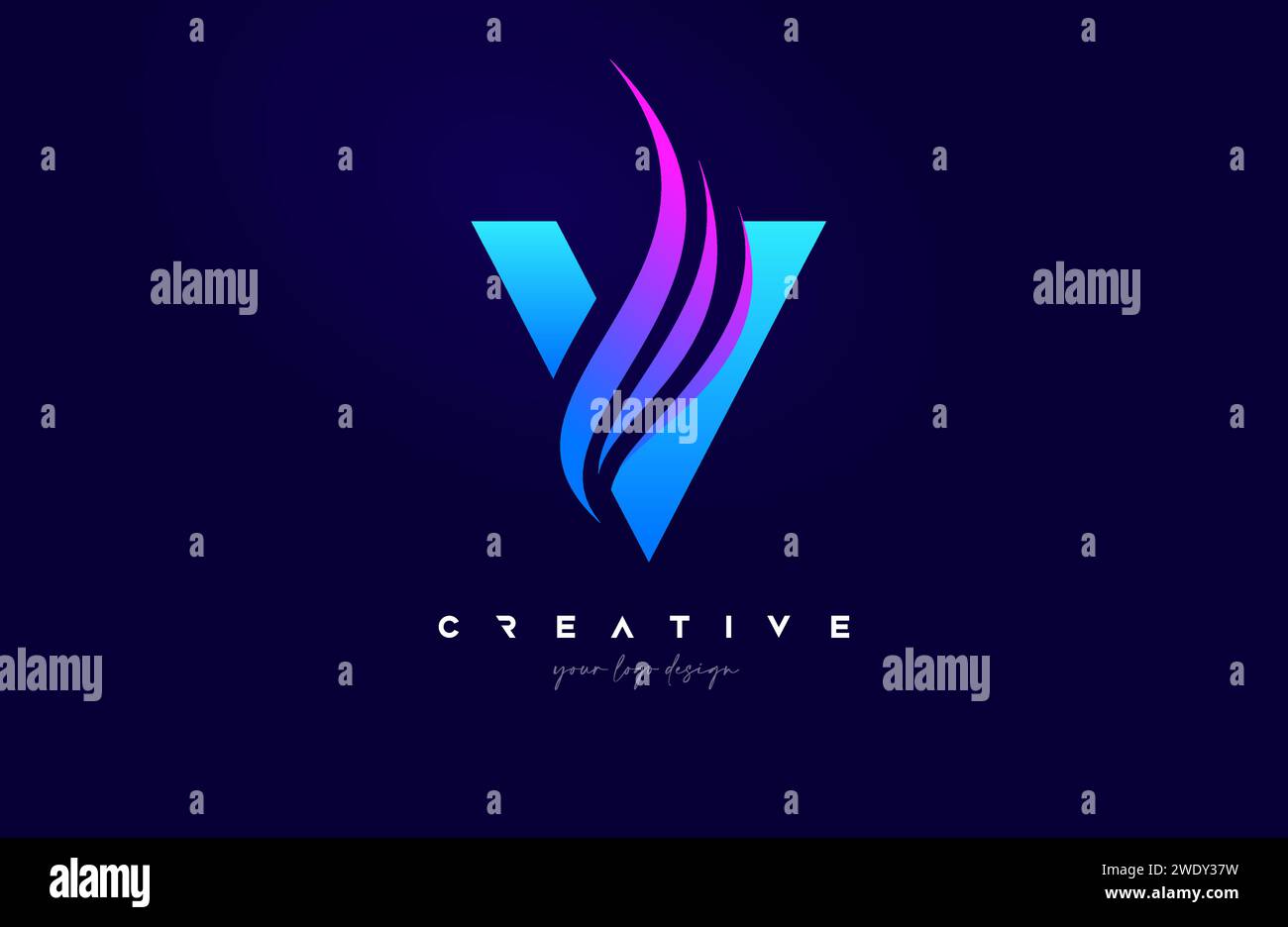 Letter V Swoosh Alphabet Logo Design with creative Swoosh shapes in ...