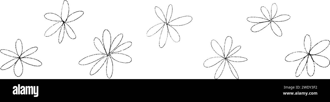 Hand drawn flower doodle, simple line pattern with abstract spring ...