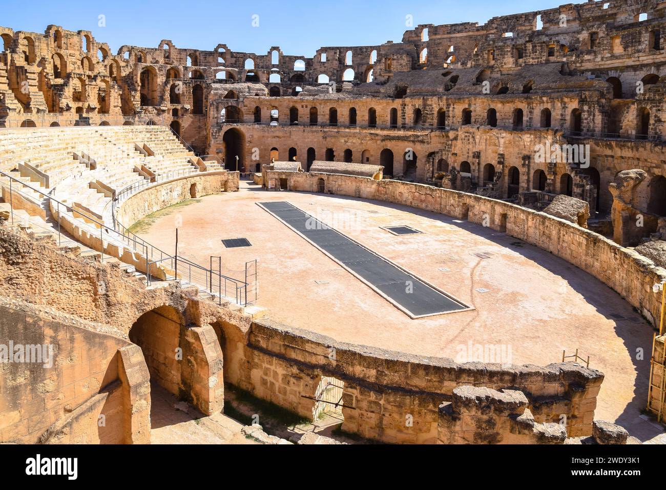 he ruins of ancient roman amphitheater in El-Jem. The largest colosseum ...