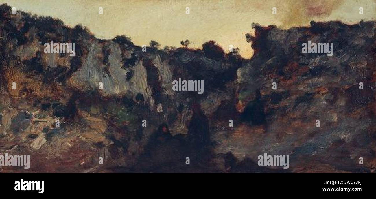 Adolphe Joseph Thomas Monticelli - A Gypsy Encampment Stock Photo - Alamy