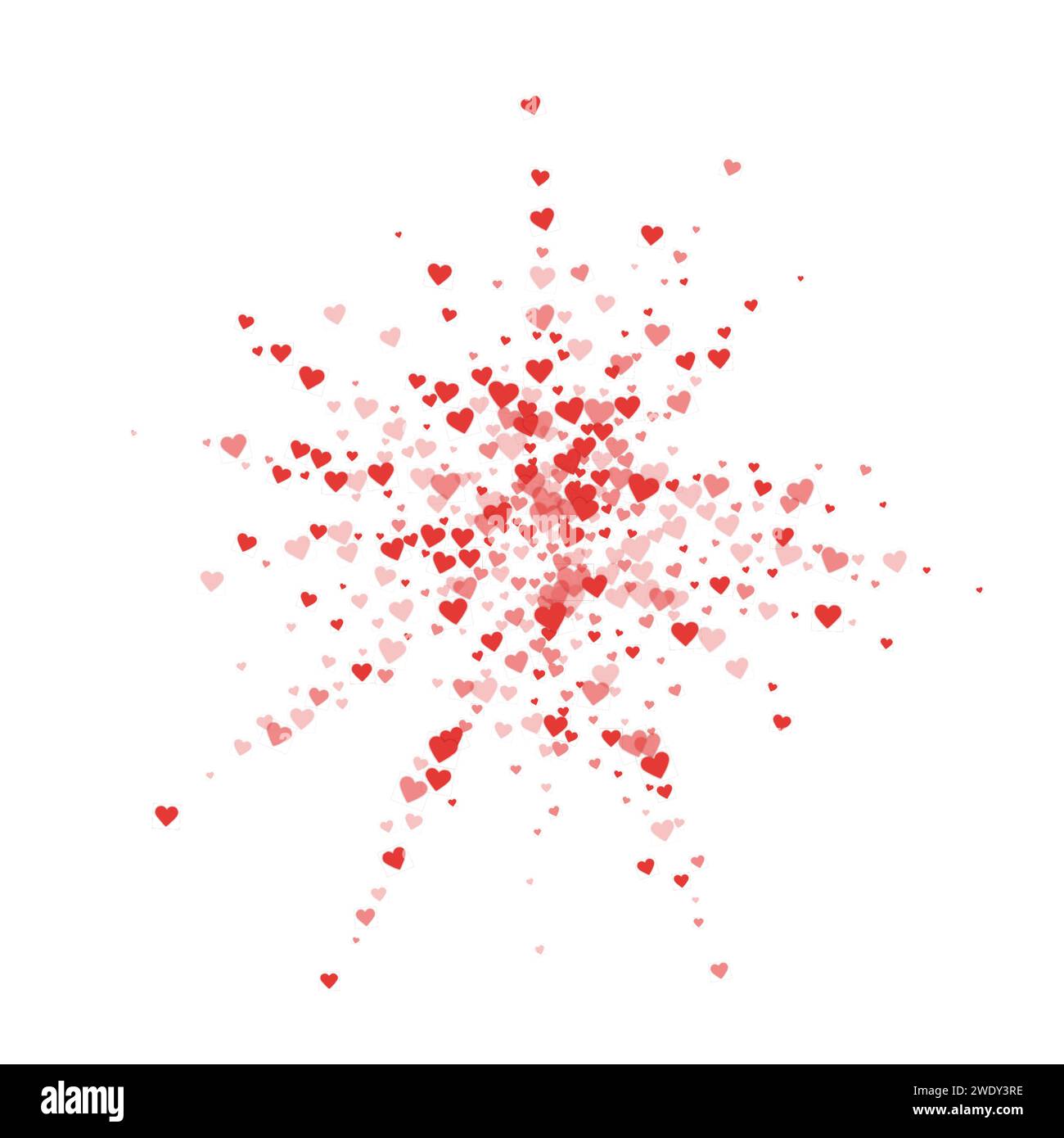 Flying hearts for valentine's day. Red hearts scattered on white ...