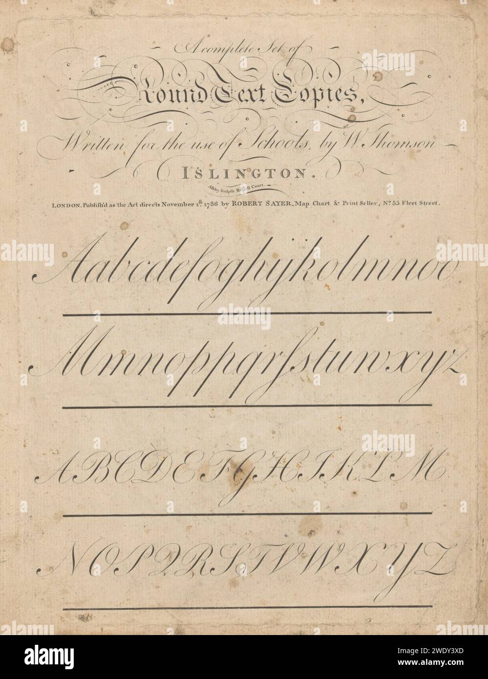 Letter examples, 1786 print The alphabet in small letters and capitals ...