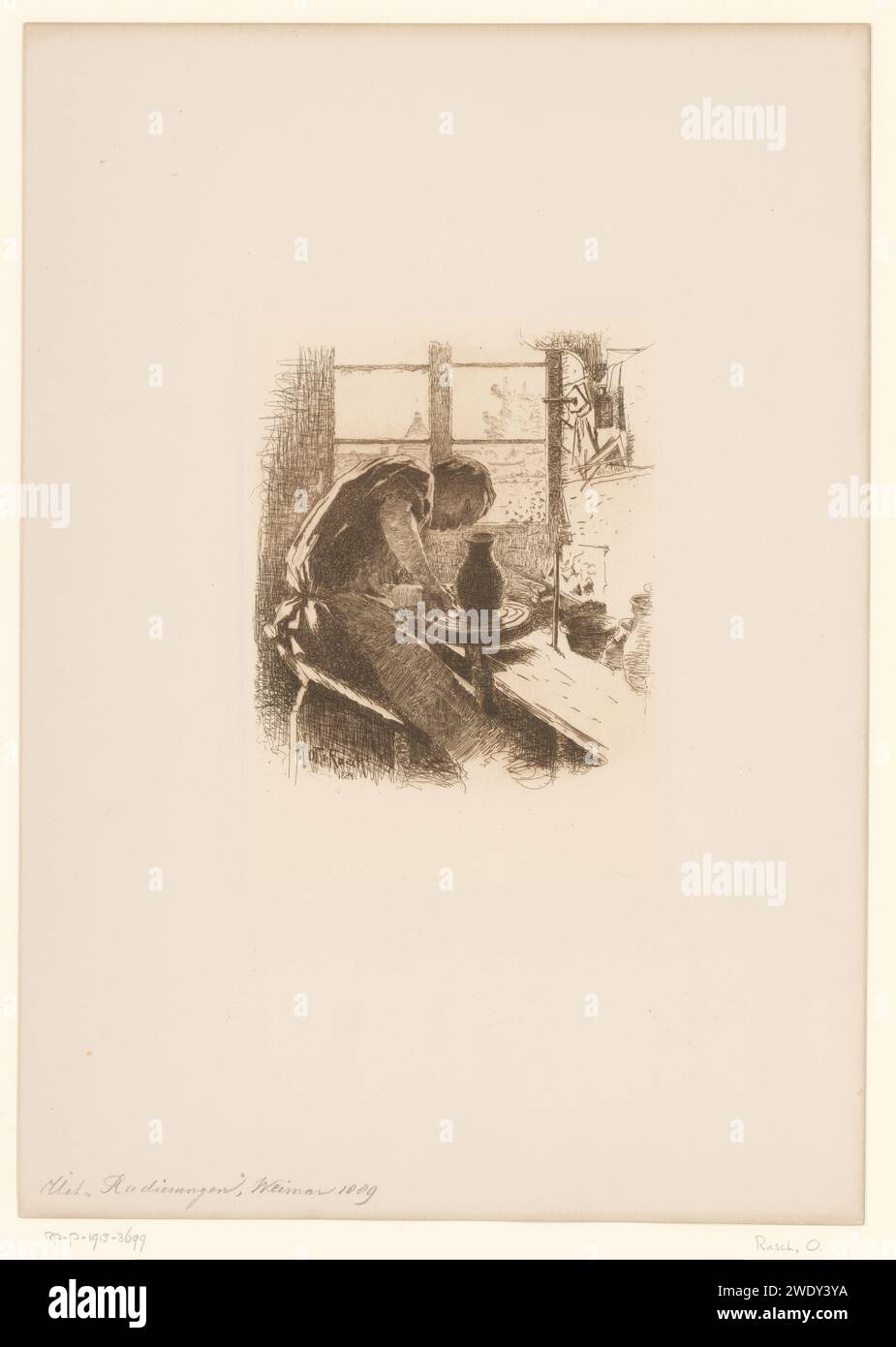 Pottenbakker, Otto Rasch, 1889 print paper. etching potter, ceramist ...