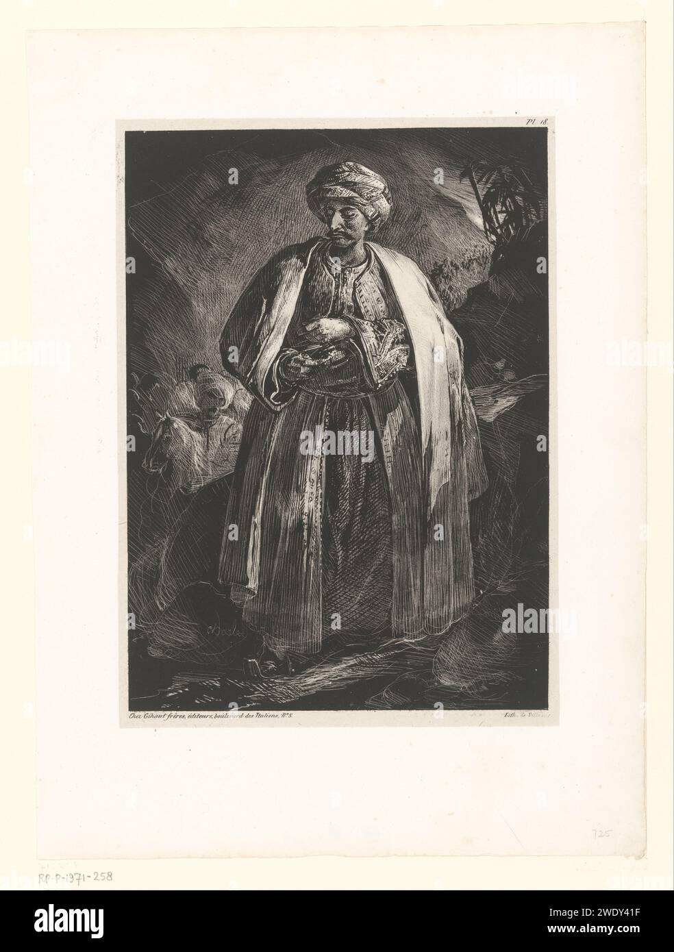 Stande Turkse Man, Nicolas Toussaint Charlet, 1828 print Paris paper ...