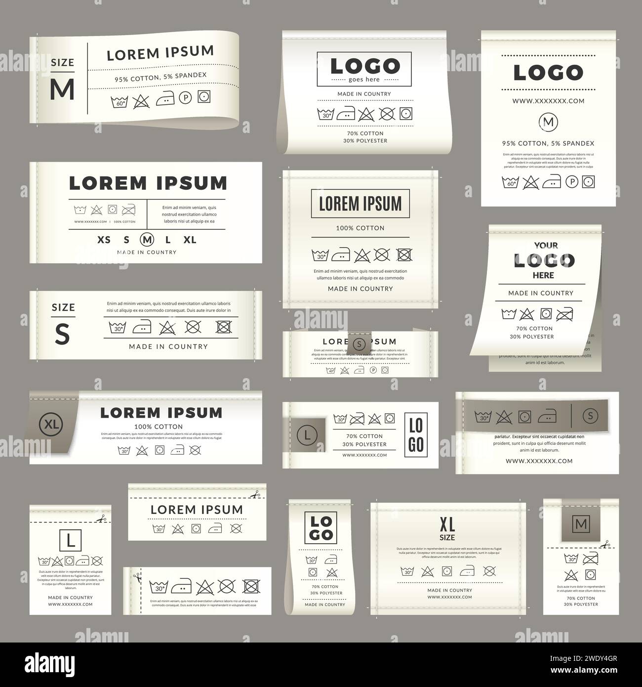 Laundry badges. Washing temperature steaming cleaning information for ...