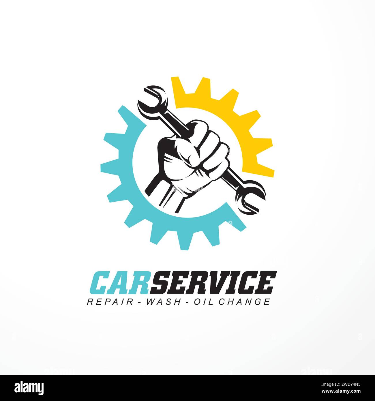 Car service logo design idea with hand holding the wrench tool. Auto ...