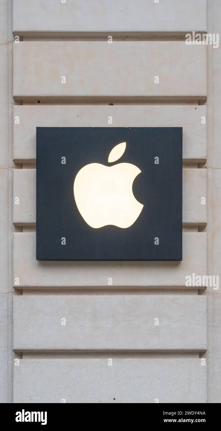 Paris, France - 01 14 2024 : facade of an Apple store in Paris Stock ...