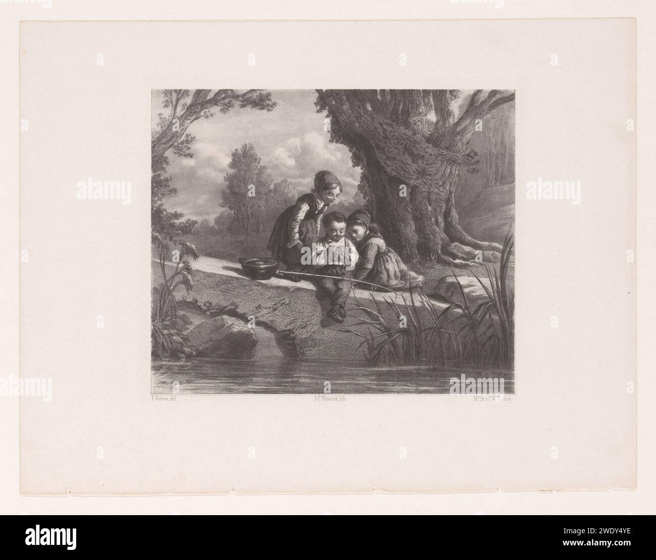 Children with Hengel, Adolf Carel Nunnink, After Elchanon Verveer, 1847 ...