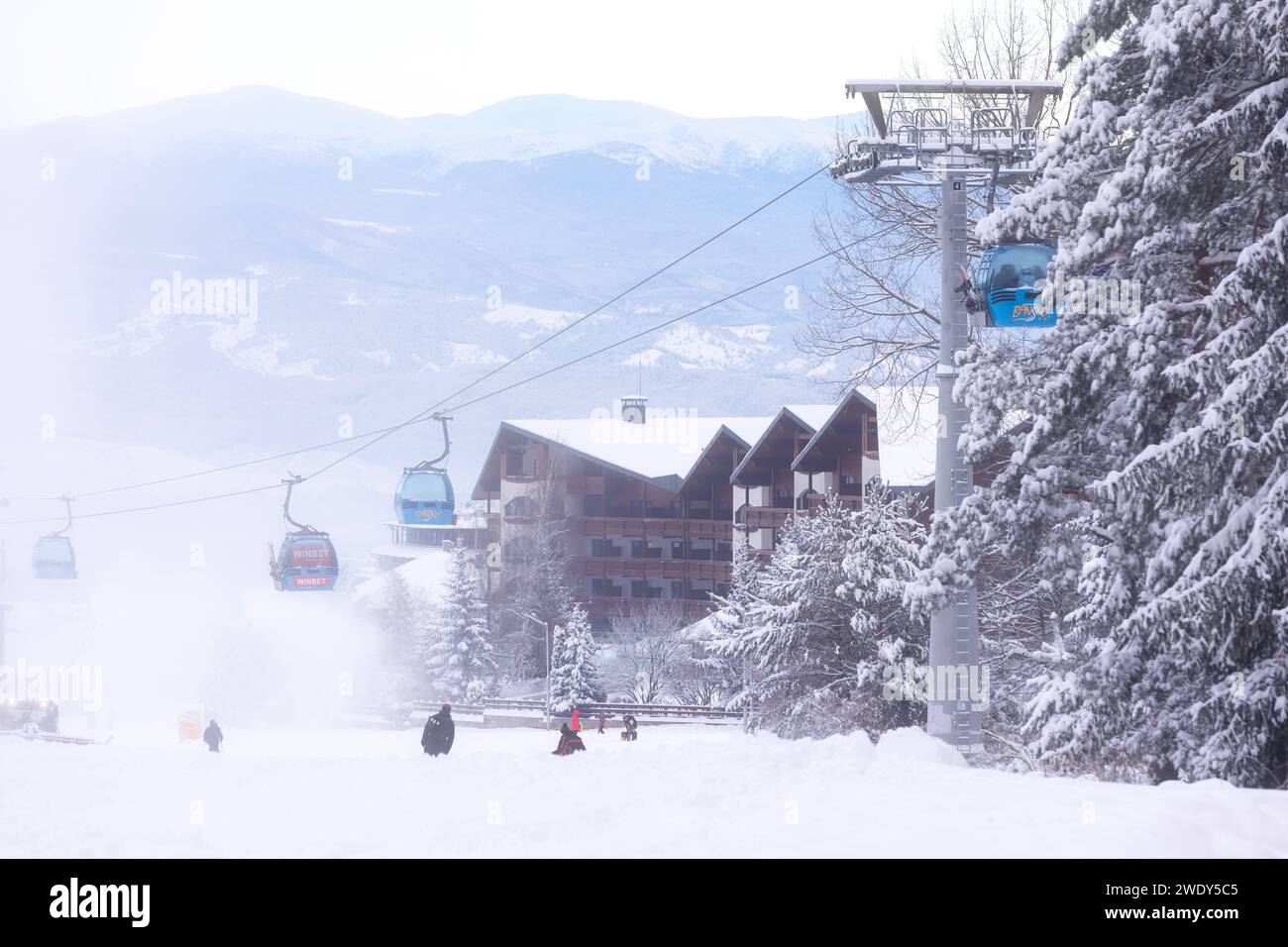 Bansko, Bulgaria - January 21, 2024: Bulgarian winter ski resort with ...