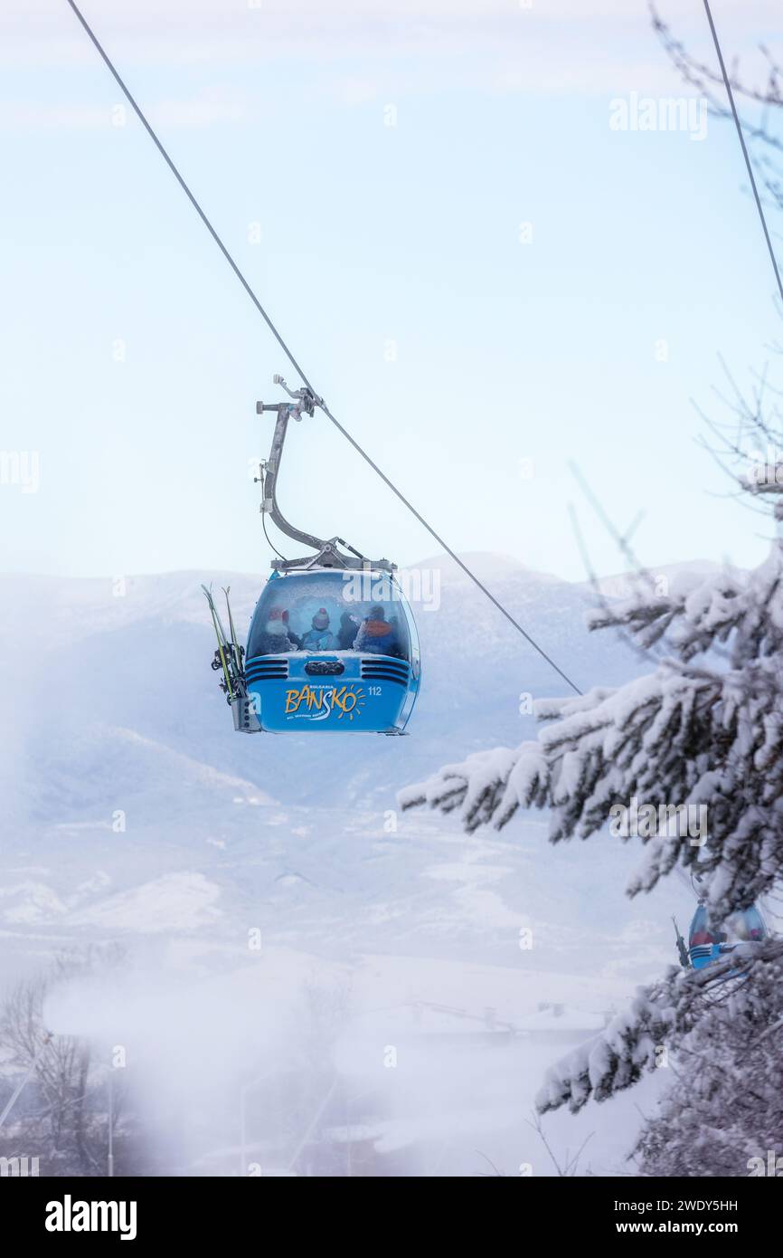 Bansko, Bulgaria - January 21, 2024: Bulgarian winter ski resort with ...