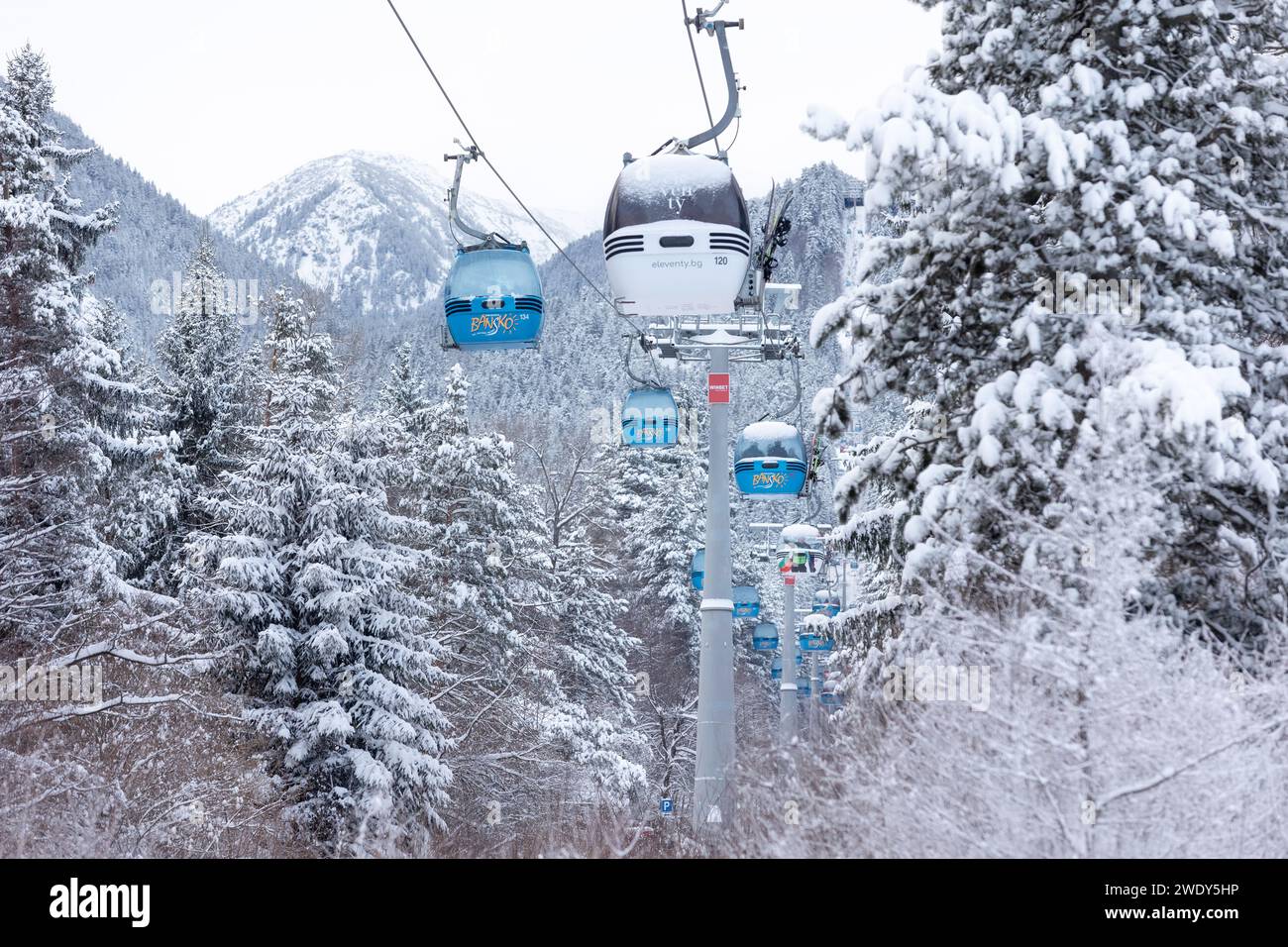 Bansko, Bulgaria - January 21, 2024: Winter ski resort panorama with ...
