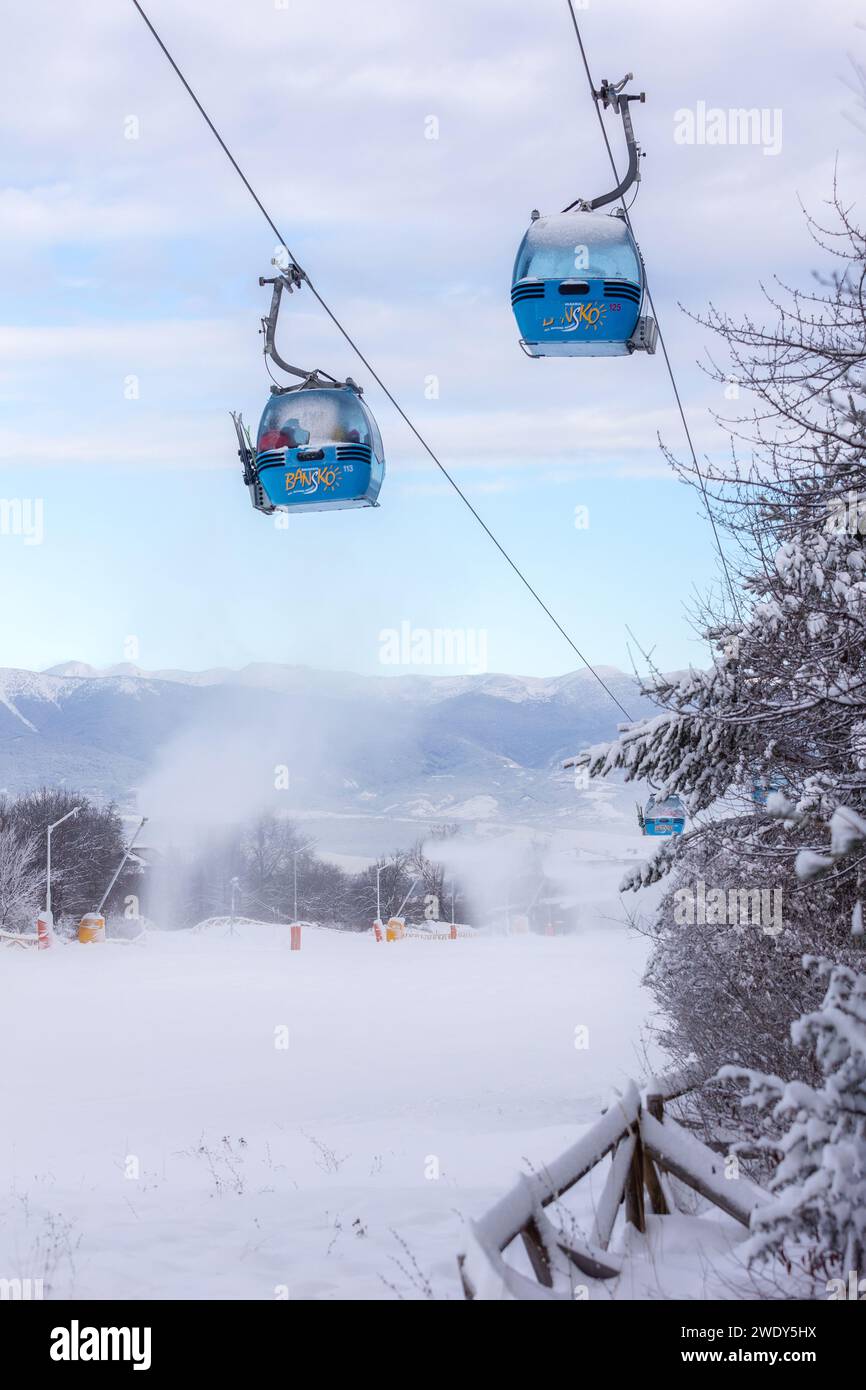 Bansko, Bulgaria - January 21, 2024: Bulgarian winter ski resort with ...