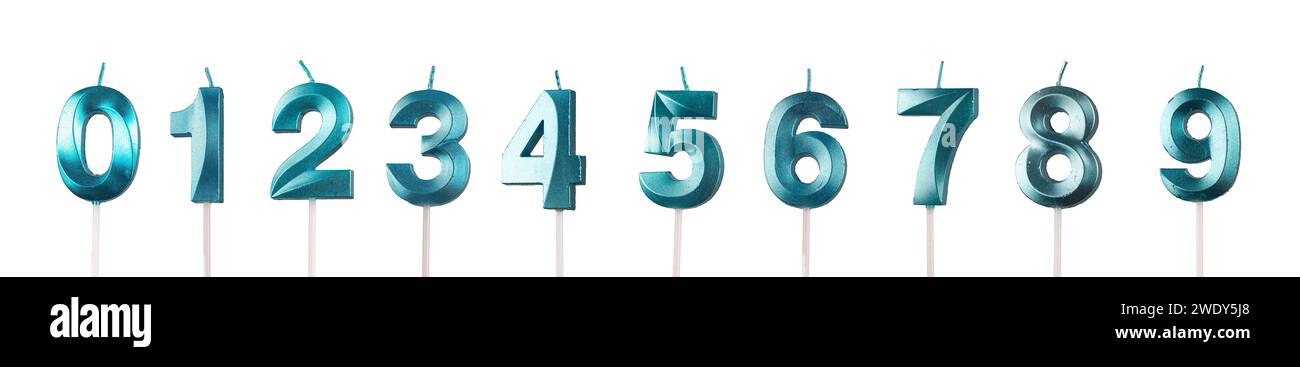123 numbers, digits candles set. From zero, one to eight and nine ...