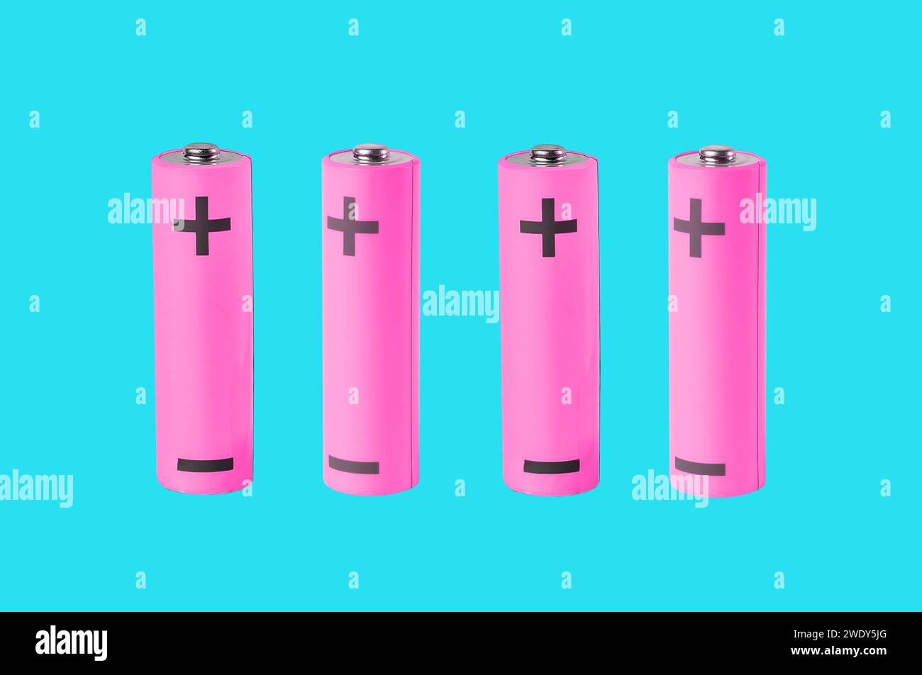 AA battery cylinder alkaline. Pink chargers Stock Photo - Alamy
