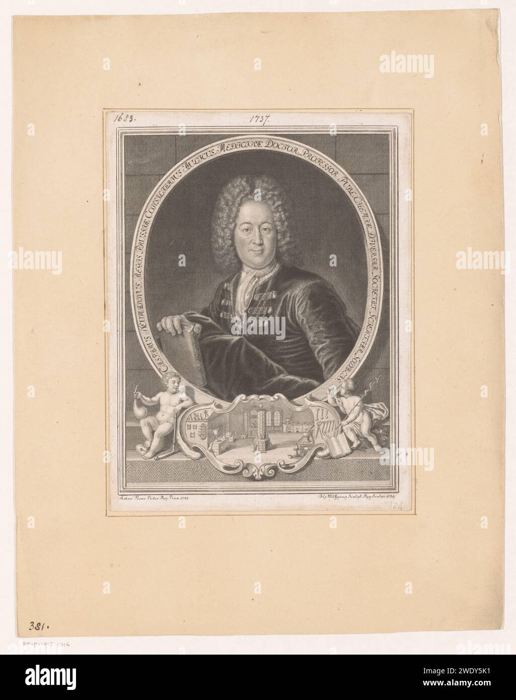 Portrait van Kaspar Neumann, Johann Georg Wolffgang, after Anft Antoine ...