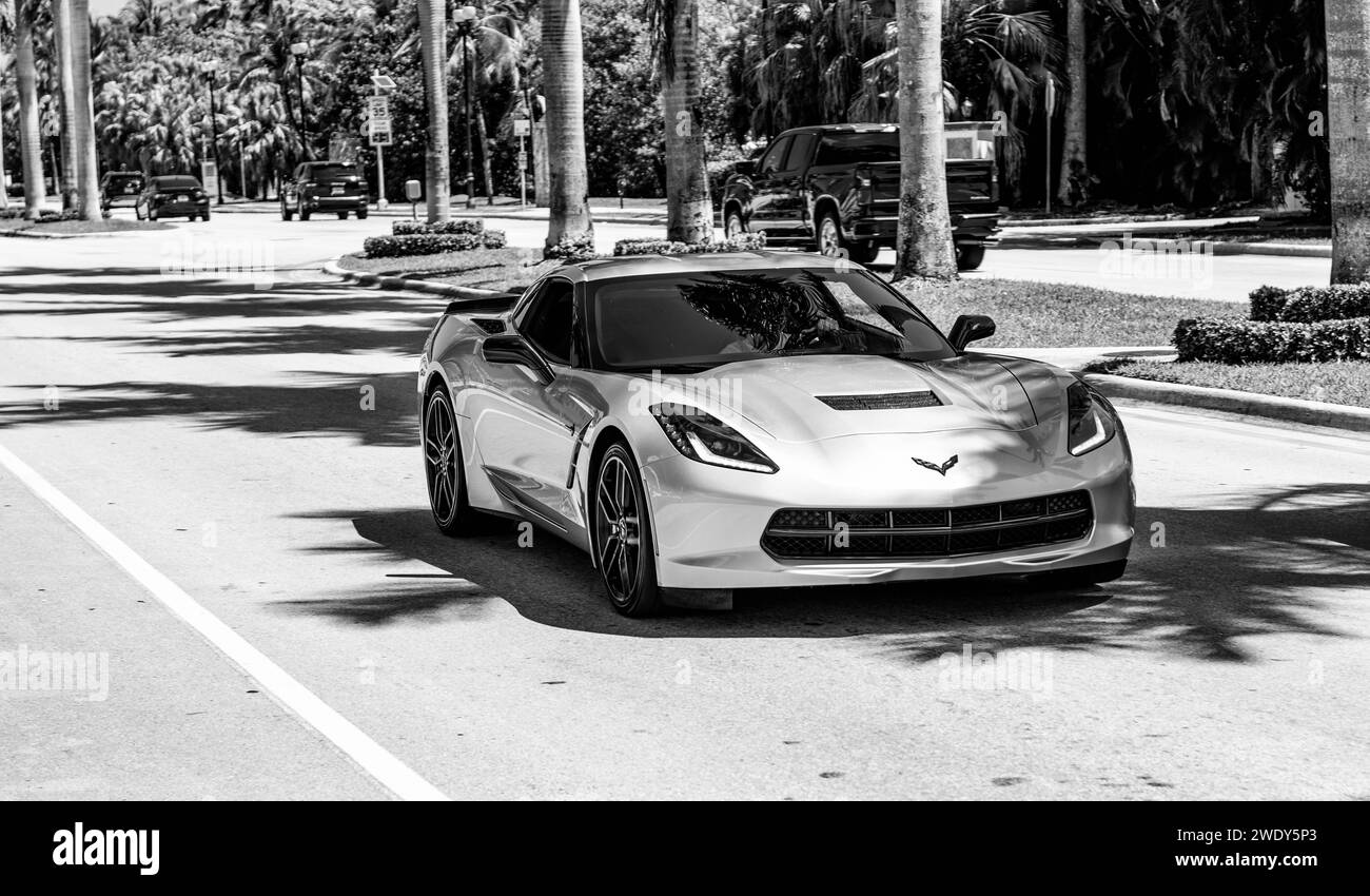 Miami, Florida USA - March 25, 2023: white Chevrolet Corvette C7 Z06 ...