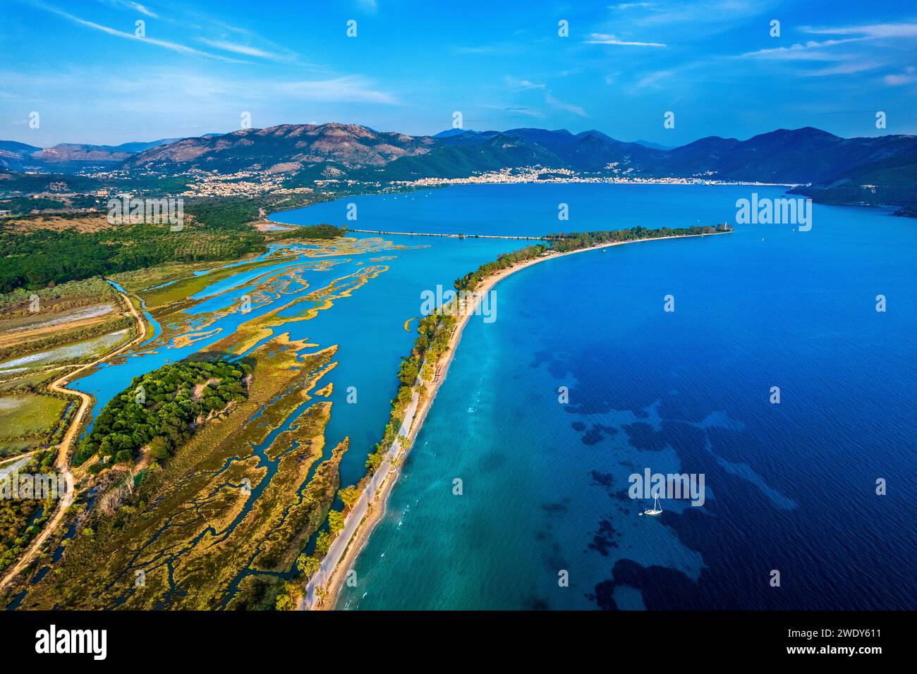 Drepano beach and Igoumenitsa town in the background. Thesprotia ...