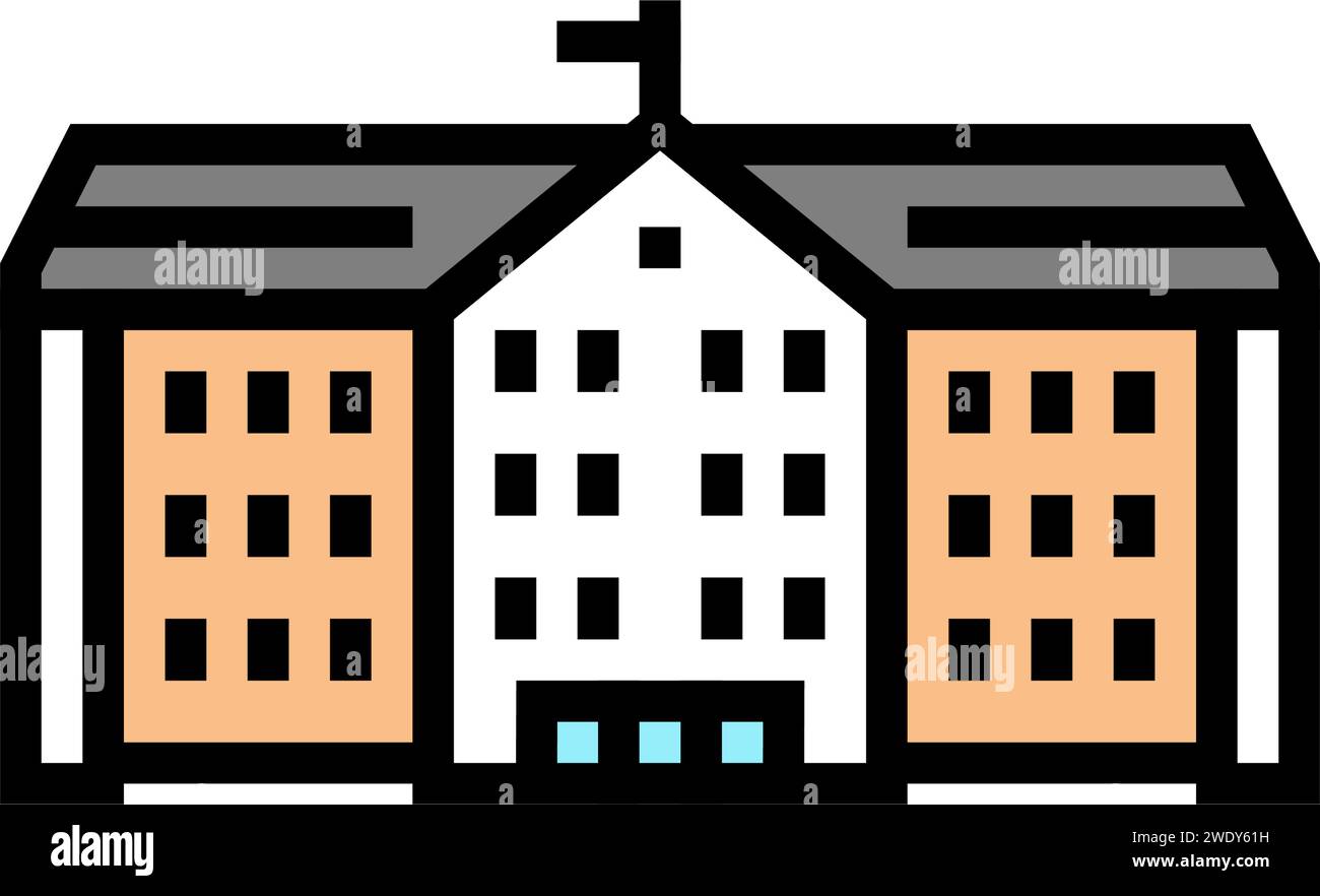 public school building color icon vector illustration Stock Vector ...