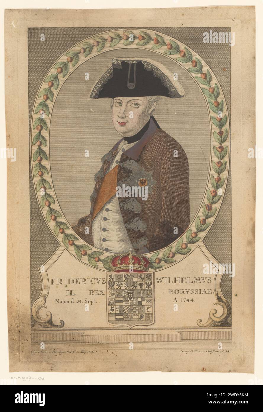 Portrait of Frederik Willem II, King of Prussia, Georg Mathäus Probst ...