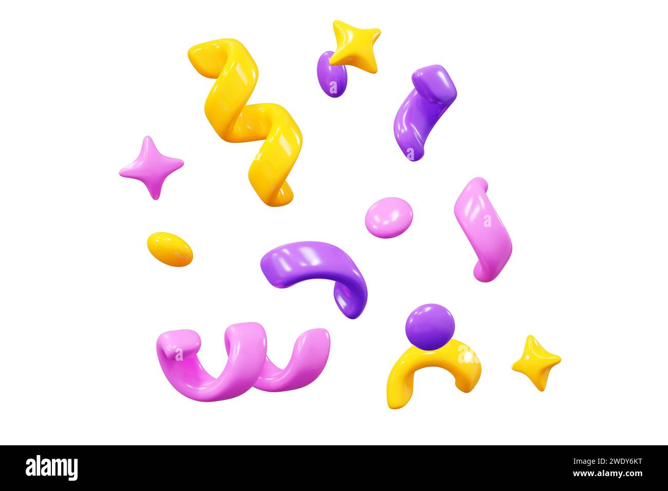 3d render birthday surprise or winner congratulation confetti streamer ...