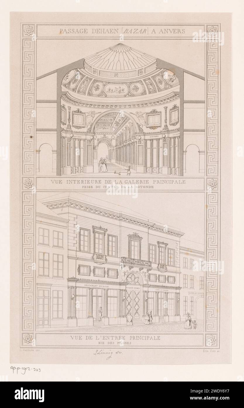 View of the facade and interior of an Antwerp shopping center, Jean ...