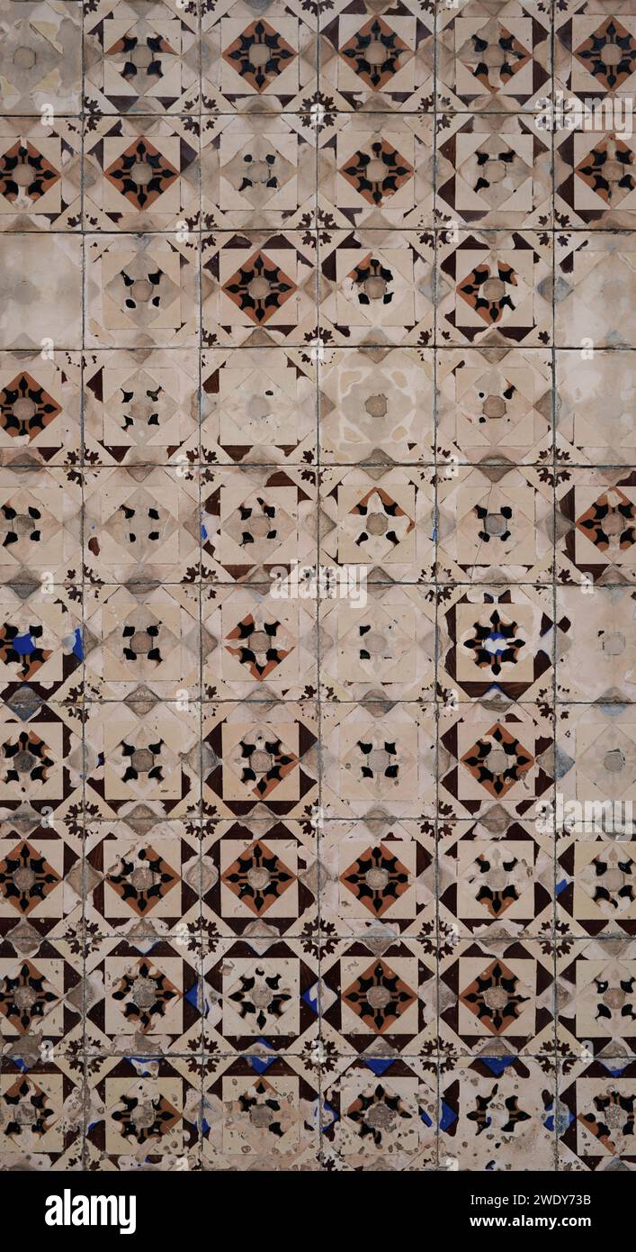 Traditional Portuguese azulejo tiles with geometric pattern, vintage ...