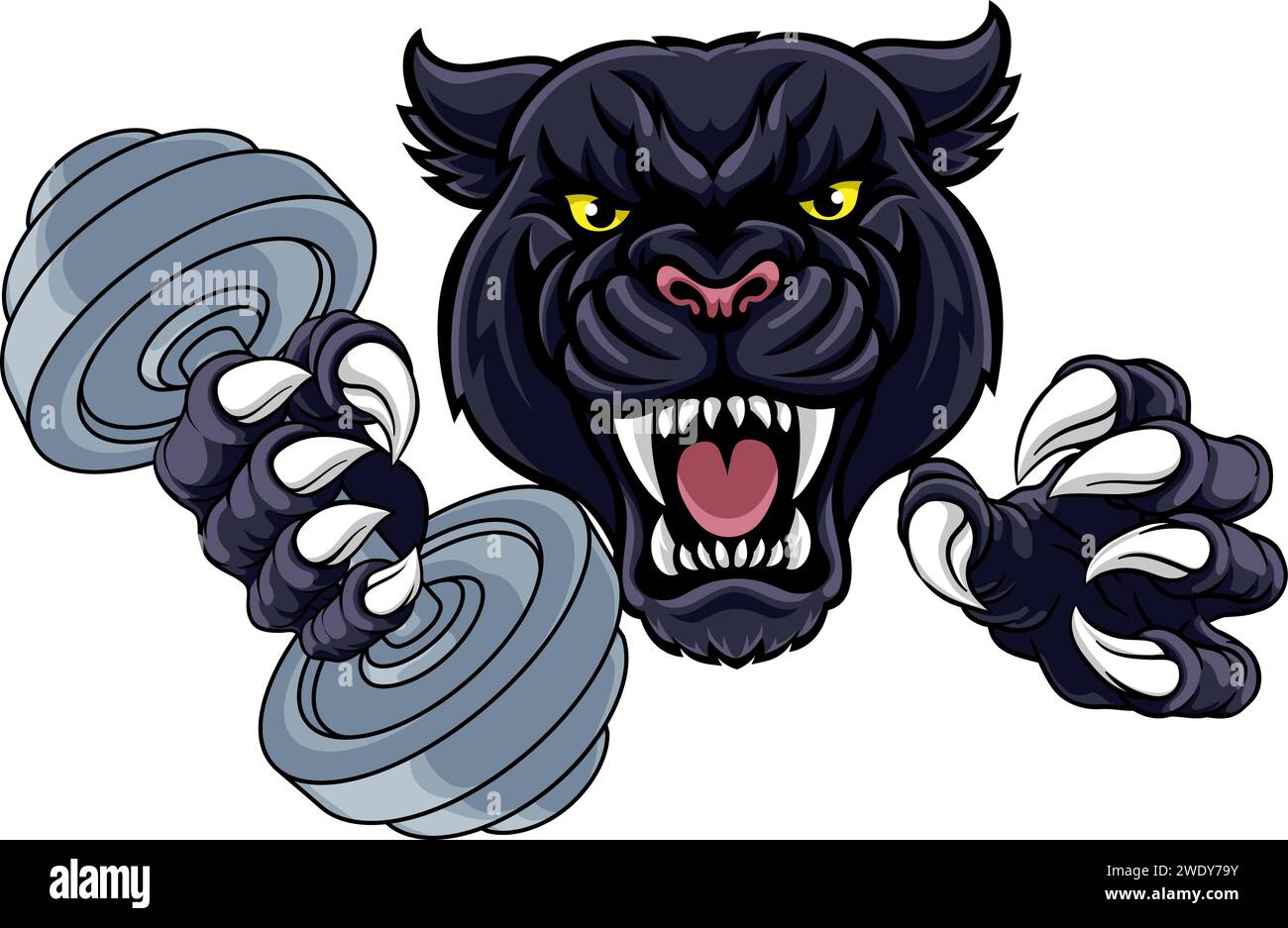 Panther Jaguar Leopard Weight Lifting Gym Mascot Stock Vector Image ...