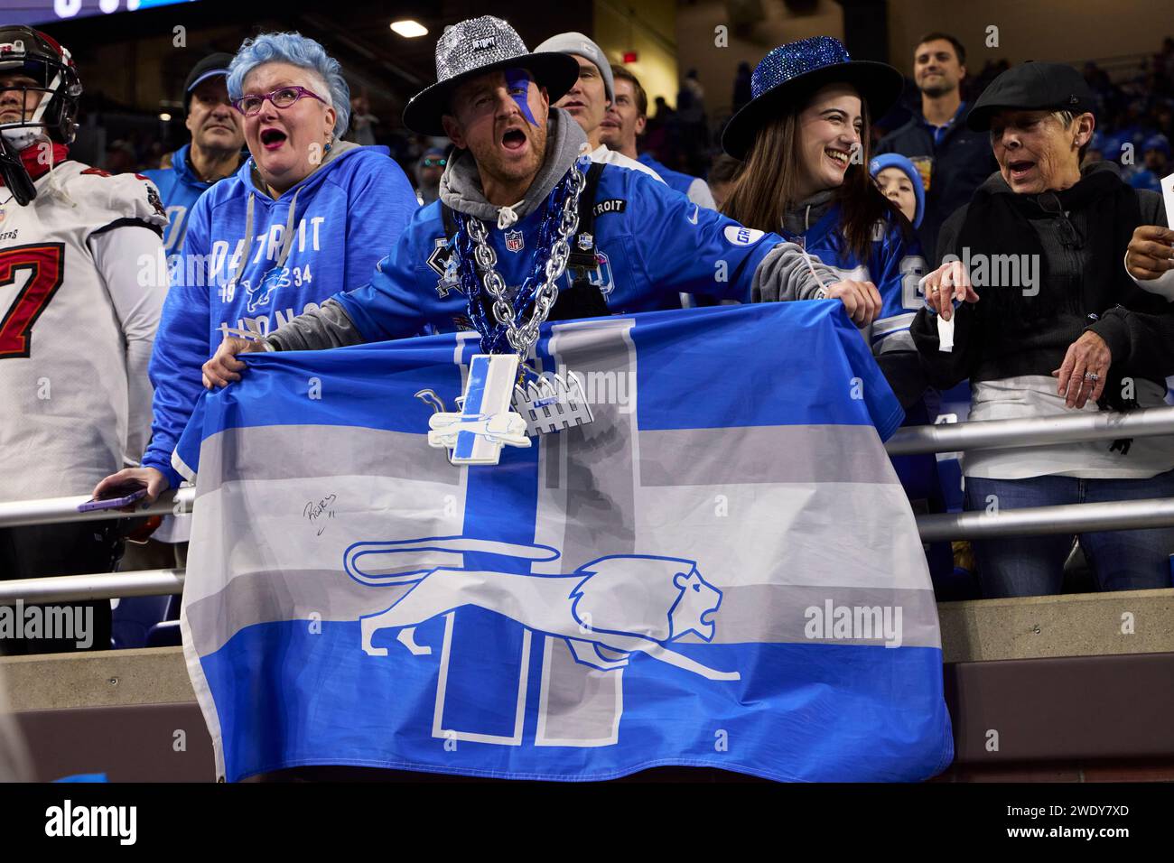 Detroit Lions fans in the stands during an NFL divisional round playoff ...