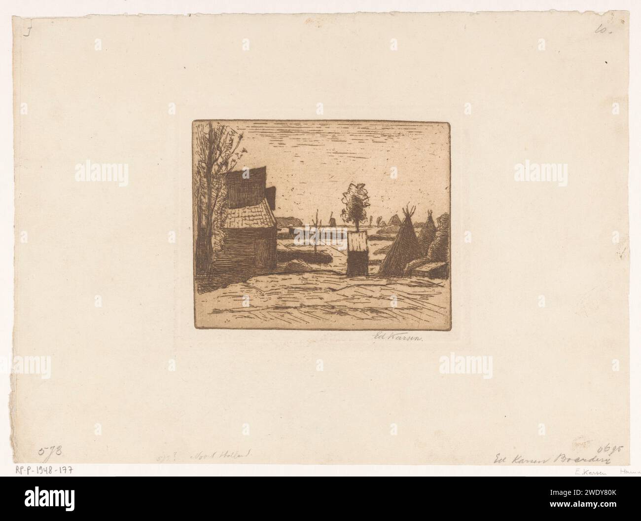 Farmyard with barn and hooischelven, eduard karsen, 1870 - 1941 print ...