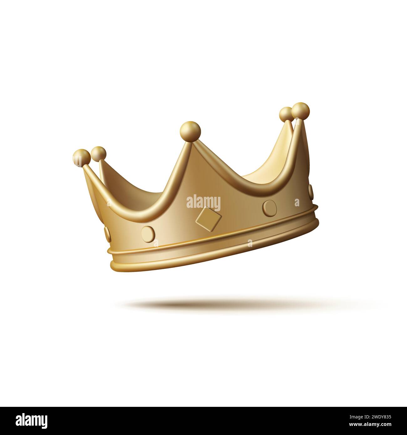 3D realistic render Crown with decor Icon in trendy cartoon style ...