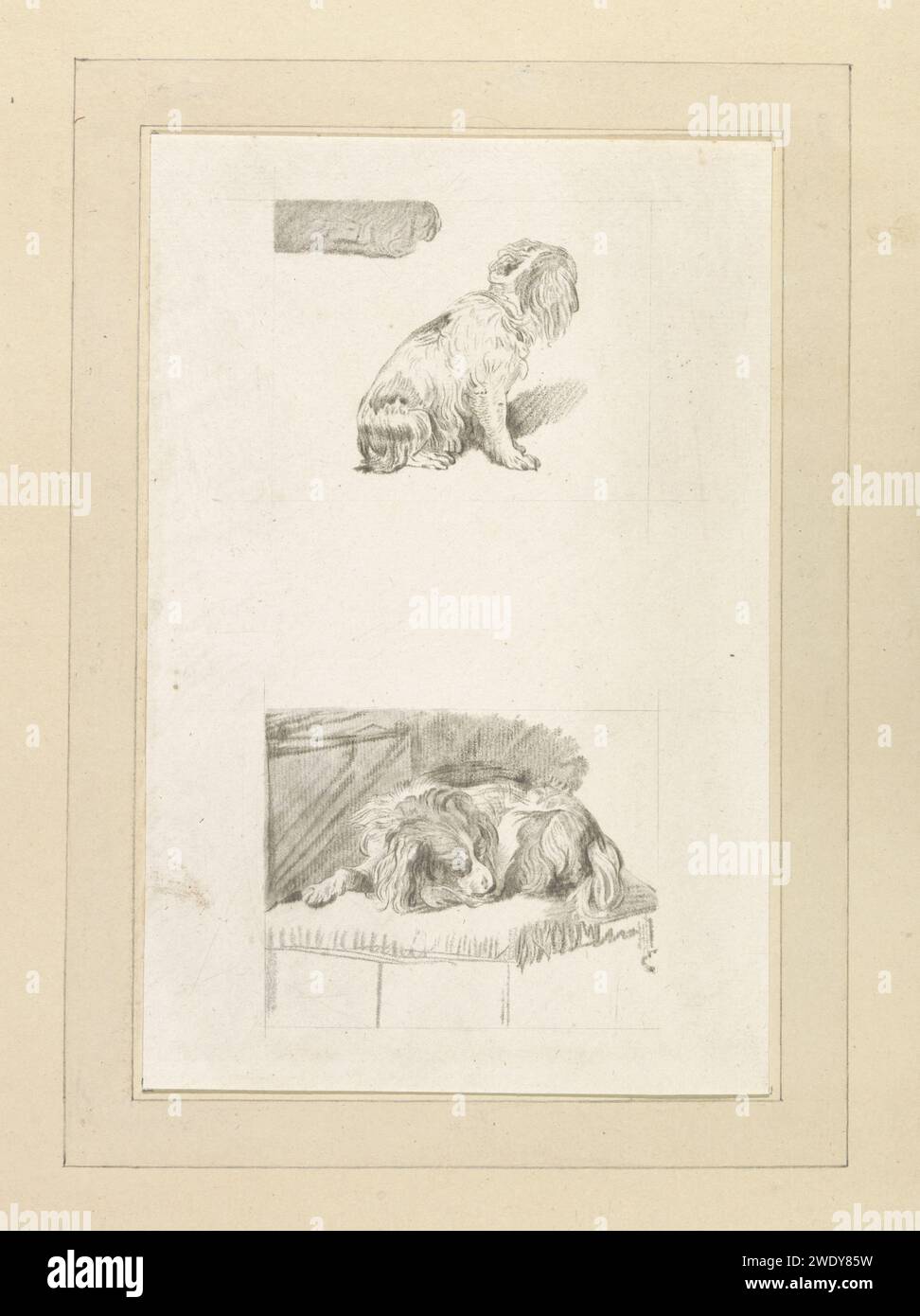 Sitting and lying dog, Cornelis Brouwer, Cornelis Ploos van Amstel ...