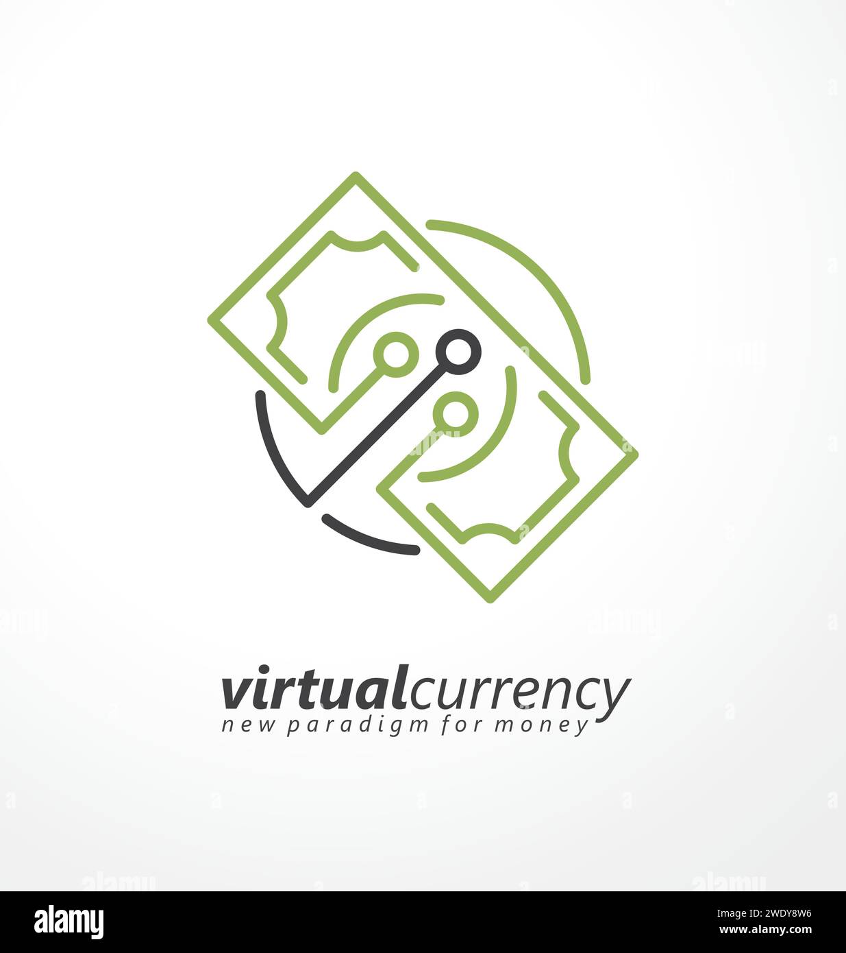 Virtual cryptocurrency logo design concept with money bill and ...
