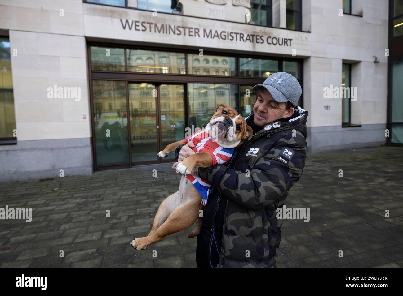 Tommy Robinson fans wait outside Westminster Magistrates court with ...