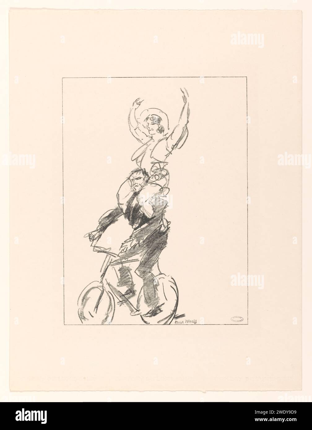 Acrobat on the shoulders with a cycling man, Isaac Israels, 1875 - 1934 ...