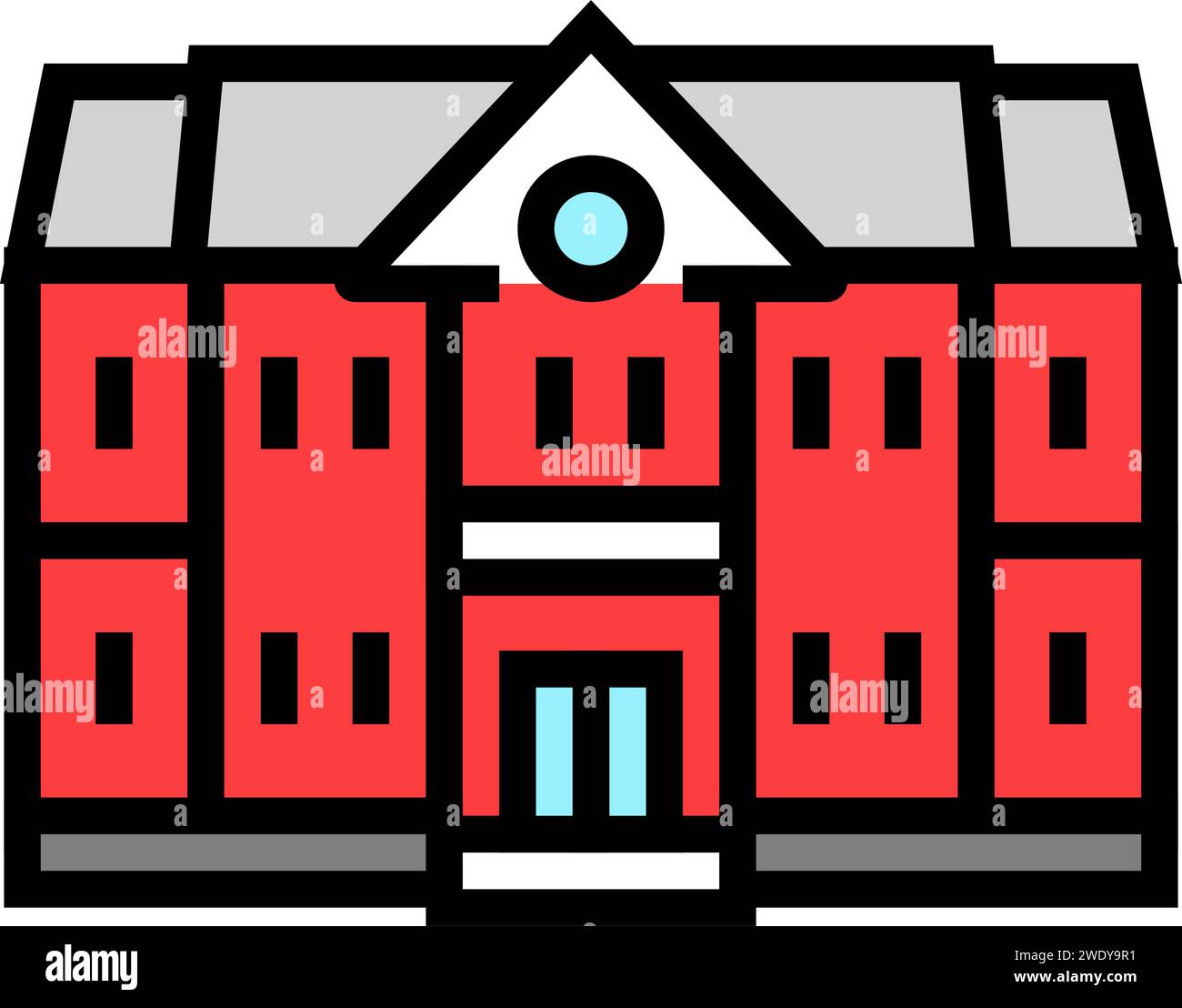 Primary School Building Color Icon Vector Illustration Stock Vector