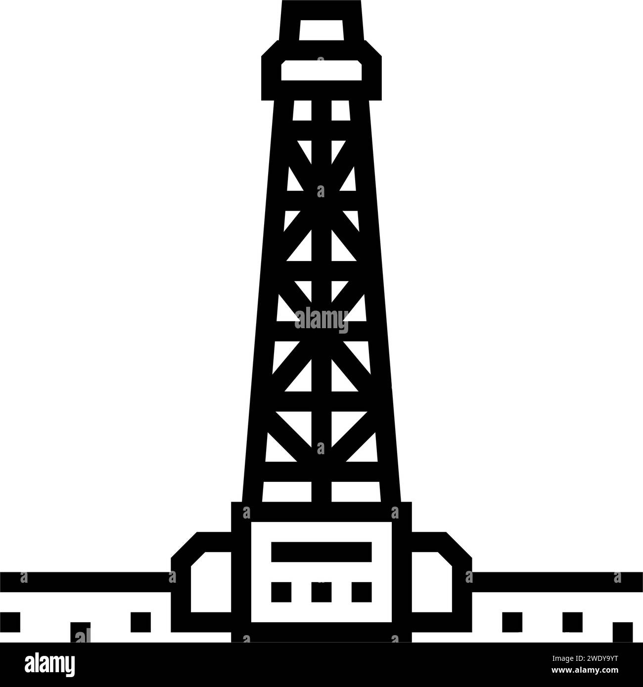 onshore drilling oil industry line icon vector illustration Stock ...