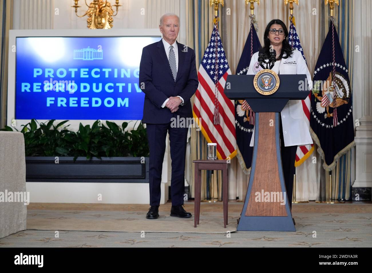 President Joe Biden looks on as Dr. Tani Malhotra, M.D., Maternal-Fetal ...