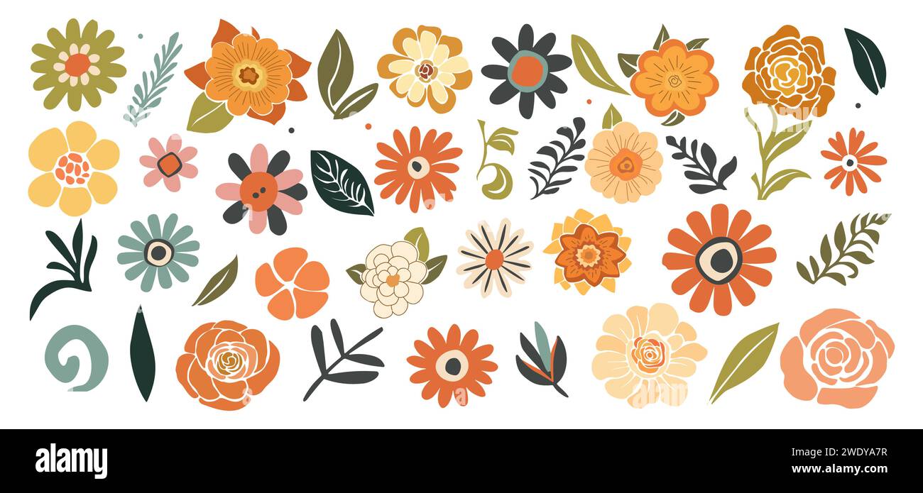 Set of abstract colorful Flower vector elements Stock Vector Image ...