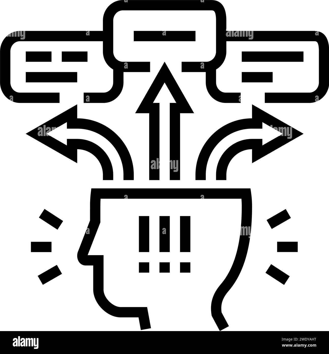 decision fatigue time management line icon vector illustration Stock ...