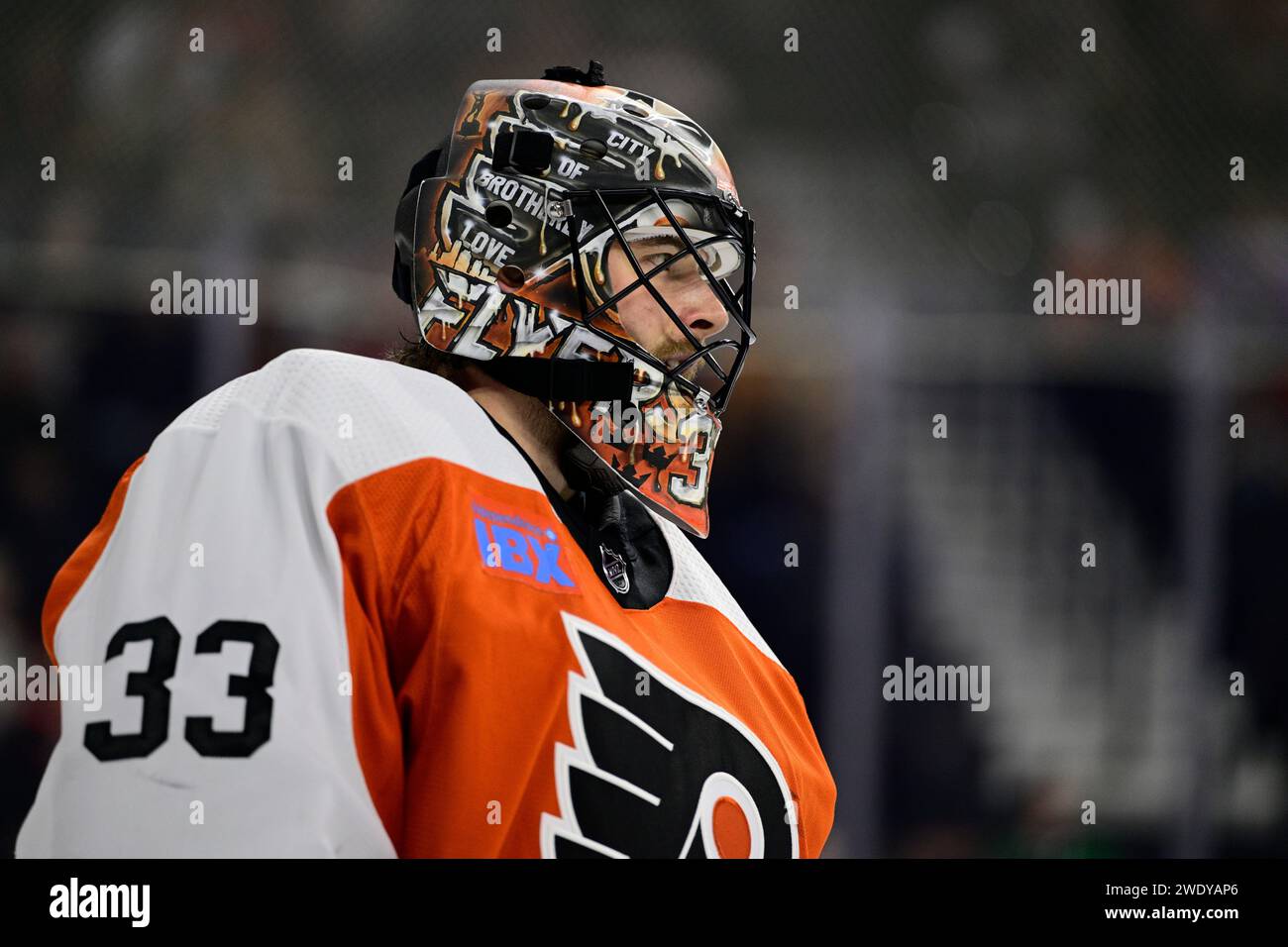Philadelphia Flyers goaltender Samuel Ersson in action during an NHL ...